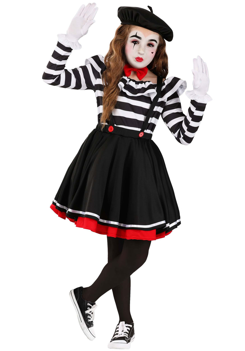 Girl's Curious Mime Costume | Mime Costumes for Girls – Kids Halloween Costumes